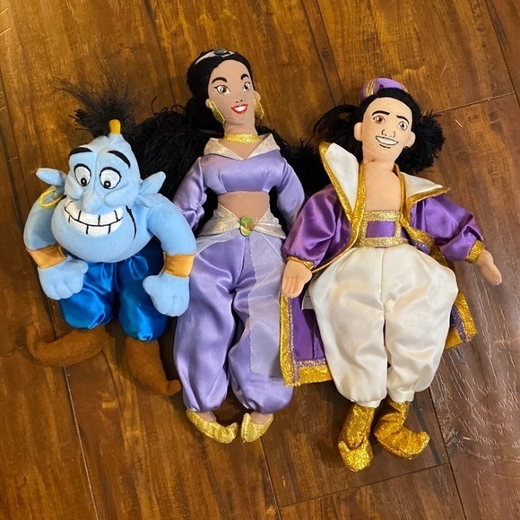 Disney | Toys | 3 Disney Aladdin Plush Disney Store Beanies Aladdin ...